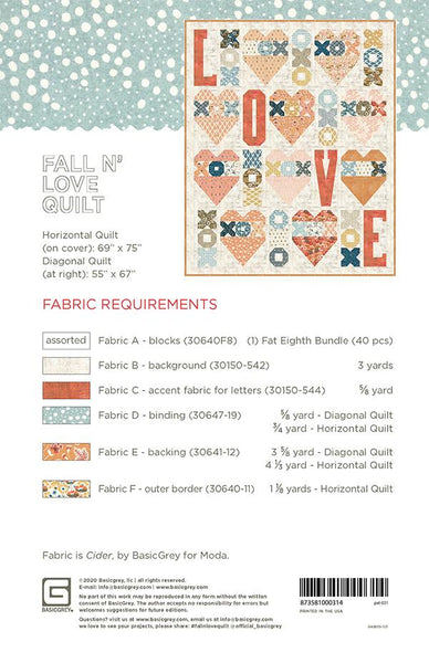 FALL N LOVE - BASICGREY Quilt Pattern 031 DIGITAL DOWNLOAD – Jordan Fabrics
