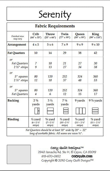 SERENITY - Cozy Quilt Designs Pattern – Jordan Fabrics