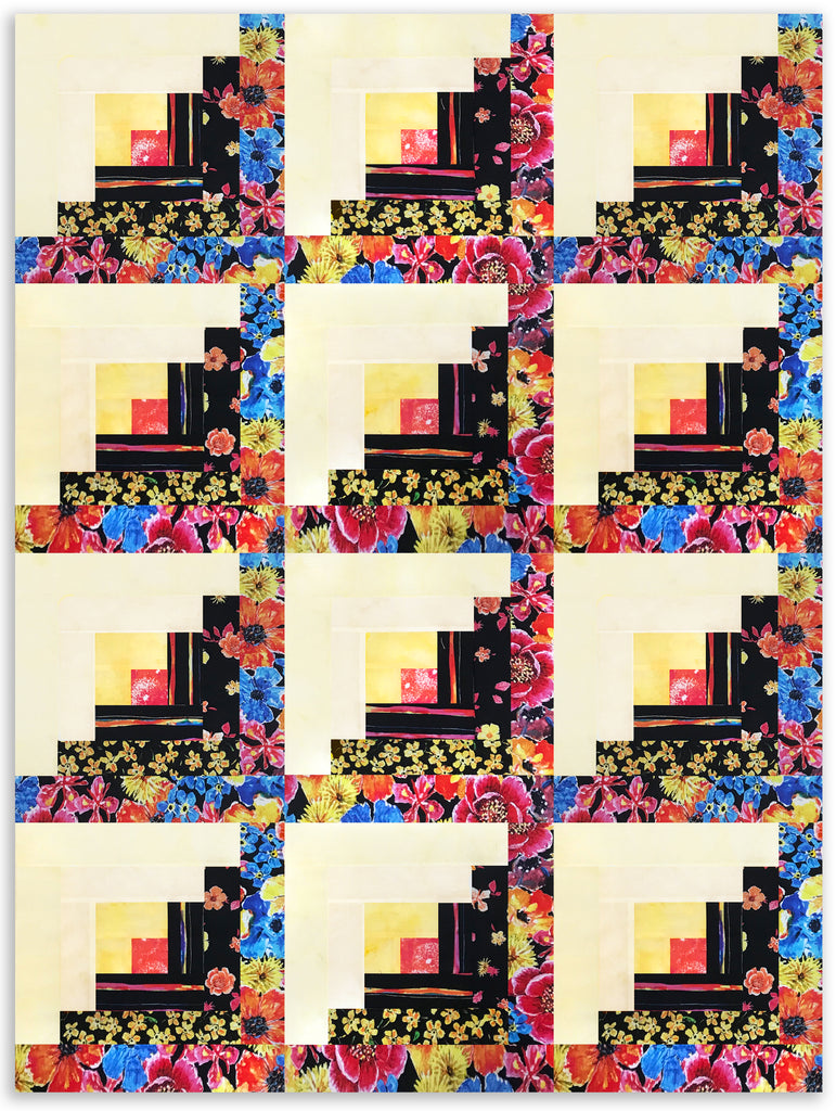 P&B Textiles Pre-Cut 12 Block Log Cabin Quilt Kit - Jona's Garden ...