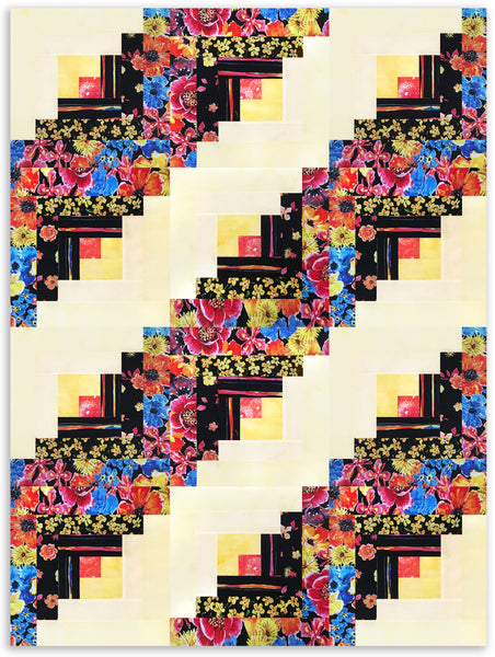P&B Textiles Pre-Cut 12 Block Log Cabin Quilt Kit - Jona's Garden ...