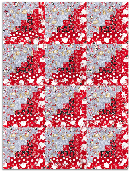 Henry Glass & Co. Pre-Cut 12 Block Log Cabin Quilt Kit - Snow Crew - F ...