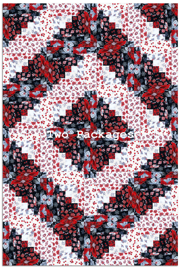 Jordan Fabrics Pre-Cut 12 Block Log Cabin Quilt Kit - Christmas Blosso