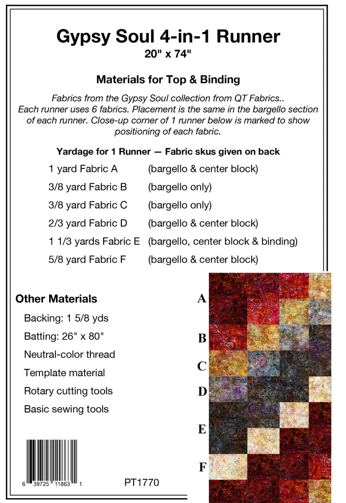 GYPSY SOUL 4-IN-1 RUNNER - Pine Tree Country Quilts Pattern-DIGITAL DO ...