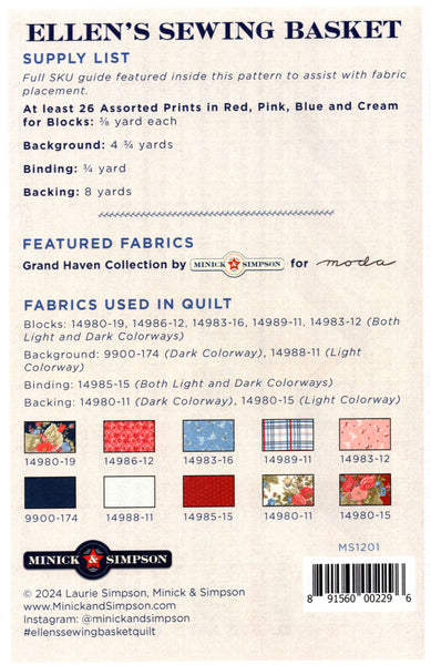 ELLEN'S SEWING BASKET - Minick & Simpson Quilt Pattern – Jordan Fabrics