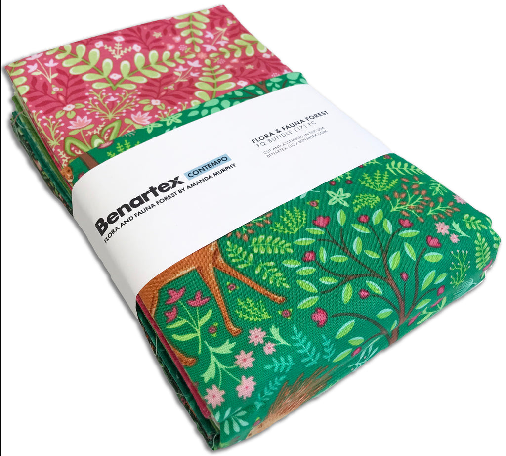 Benartex Pre-Cut 17 Piece Fat Quarter Bundle - FQFFFPK - Flora & Fauna ...