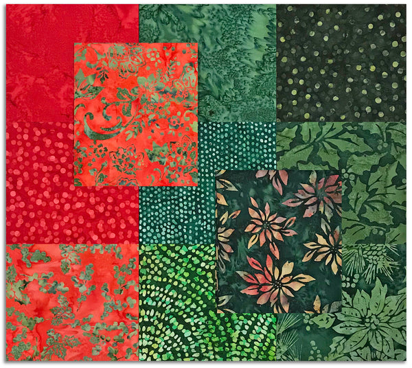 Hoffman Batiks Pre-Cut 11 Piece Fat Quarter Bundle - Holly Berries ...
