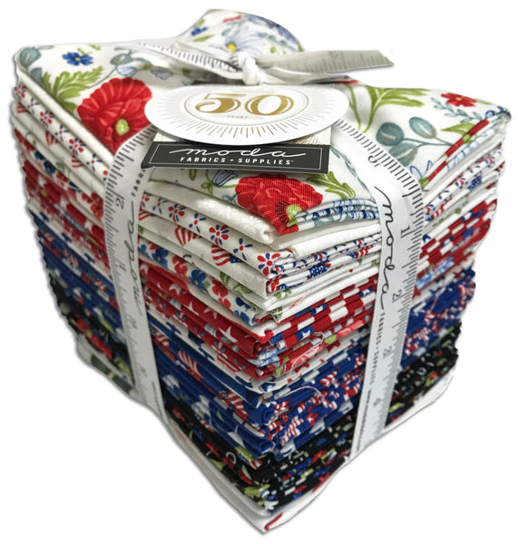 Moda - Pre-Cut 25 Piece Fat Quarter Bundle - Red White And Bloom ...