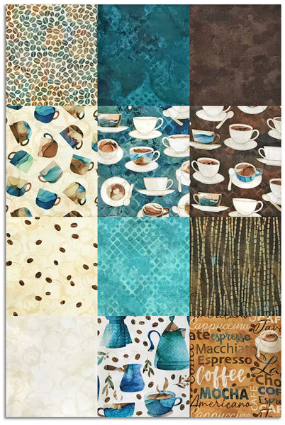 Matt's Hand-Cut Northcott Digital Barista Print 12 Piece Fat Quarter B ...
