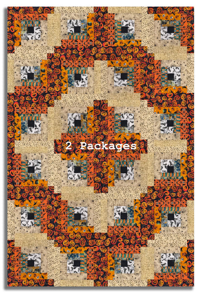 Clothworks Pre-Cut 12 Block Log Cabin Quilt Kit - Emerald Hollow - Ora ...