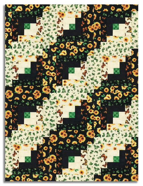 Wilmington Pre-Cut 12 Block Log Cabin Quilt Kit - Sunshine Whispers ...