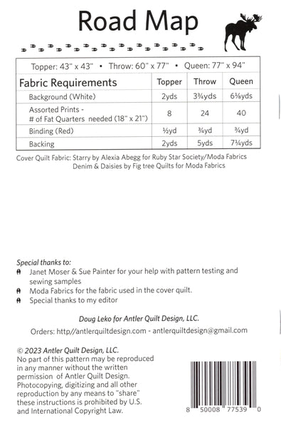 ROAD MAP - Antler Quilt Design Pattern AQD0295 – Jordan Fabrics