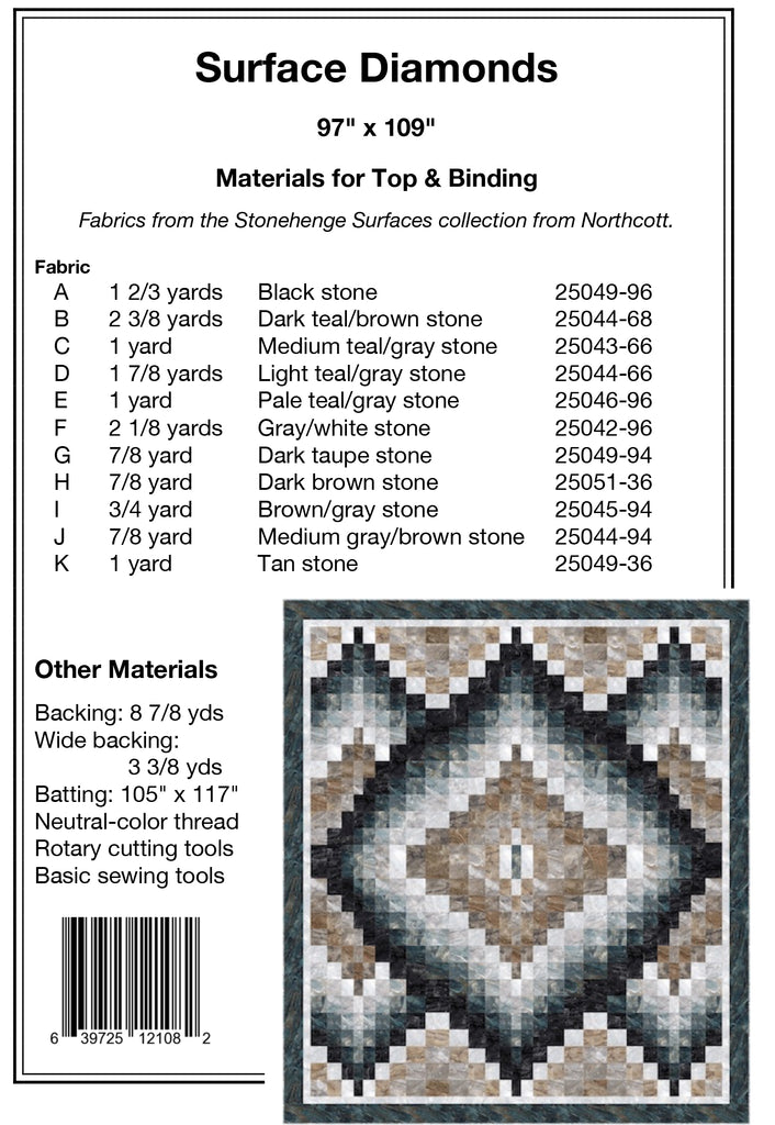 SURFACE DIAMONDS - Pine Tree Country Quilts Pattern - DIGITAL DOWNLOAD ...