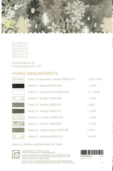 FOXY ROXY - BASICGREY Quilt Pattern 019 - DIGITAL DOWNLOAD – Jordan Fabrics