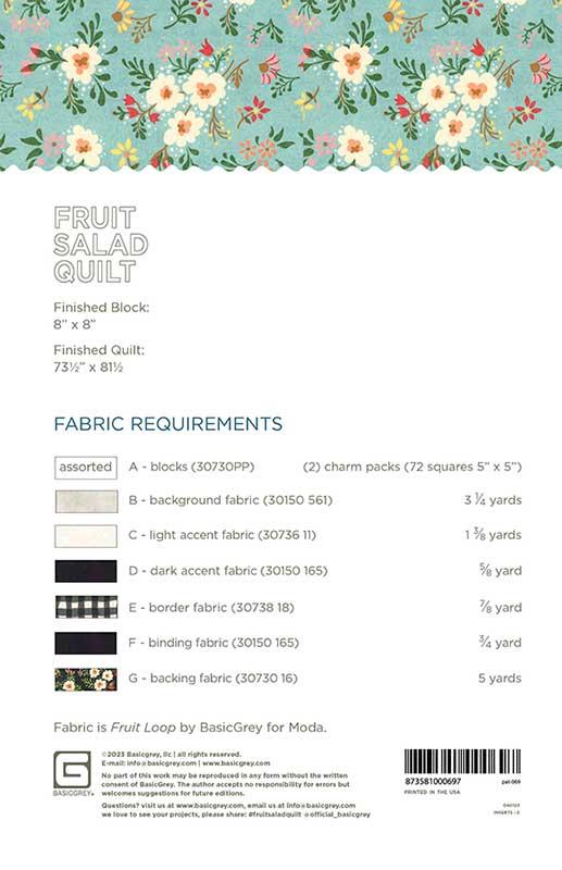 FRUIT SALAD - BASICGREY Quilt Pattern 069 DIGITAL DOWNLOAD – Jordan Fabrics