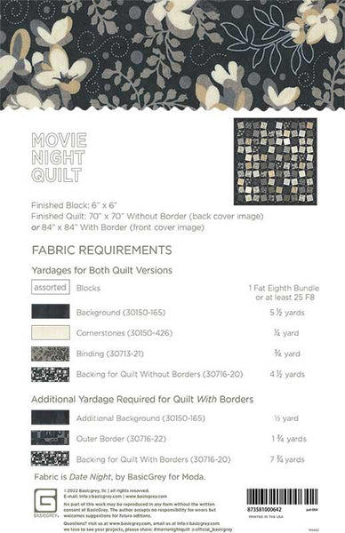 MOVIE NIGHT - BASICGREY Quilt Pattern 064 DIGITAL DOWNLOAD – Jordan Fabrics