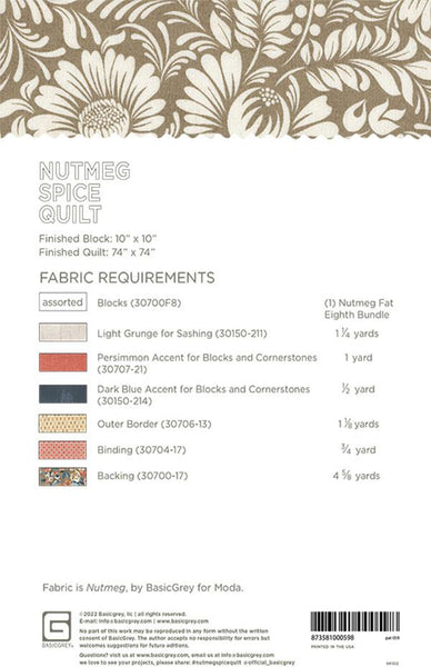 NUTMEG SPICE - BASICGREY Quilt Pattern 059 DIGITAL DOWNLOAD – Jordan ...