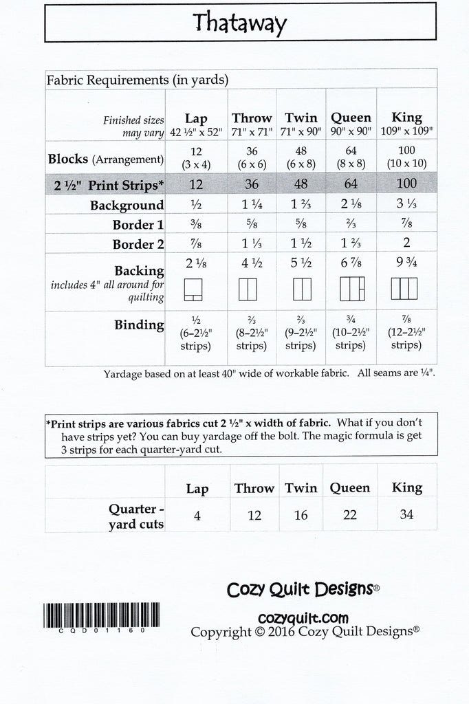 THATAWAY - Cozy Quilt Designs Pattern – Jordan Fabrics