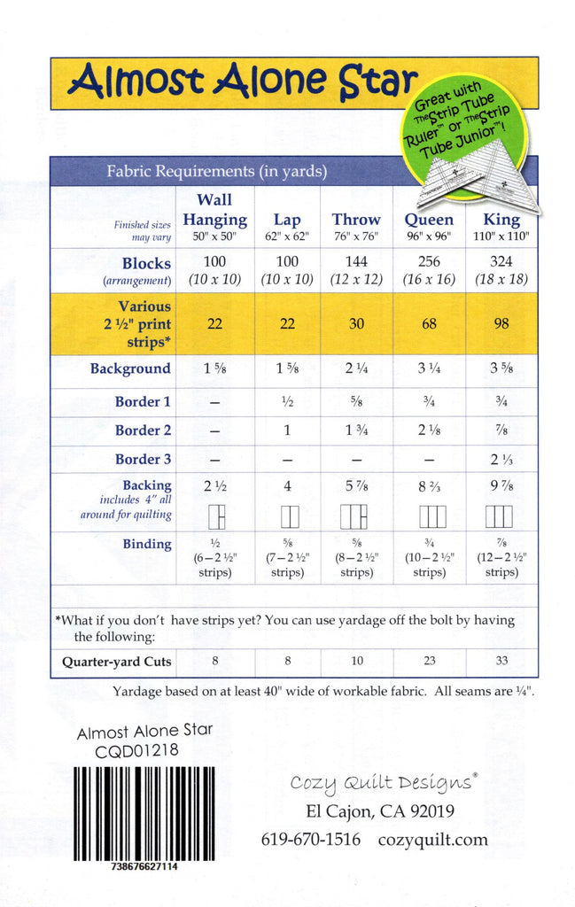 ALMOST ALONE STAR - Cozy Quilt Design Pattern – Jordan Fabrics