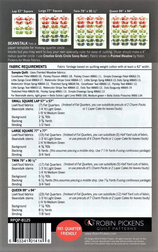 BEANSTALK - Robin Pickens Quilt Pattern – Jordan Fabrics