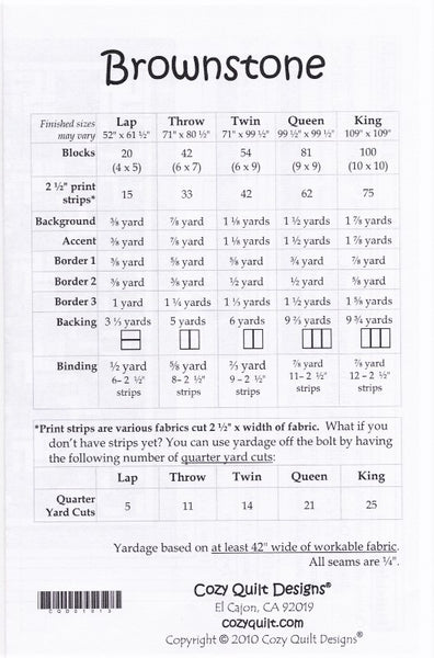 BROWNSTONE - Cozy Quilt Designs Pattern – Jordan Fabrics