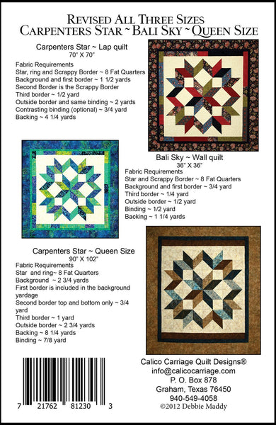 CARPENTER'S STAR REVISED - Calico Carriage Quilt Designs Pattern CCQD1 ...