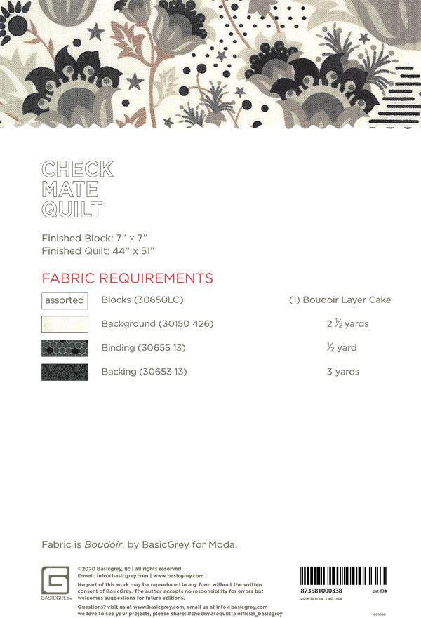 CHECK MATE - BASICGREY Quilt Pattern 033 – Jordan Fabrics