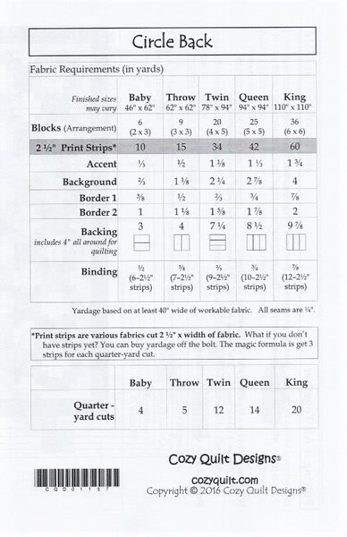 CIRCLE BACK - Cozy Quilt Designs Pattern – Jordan Fabrics