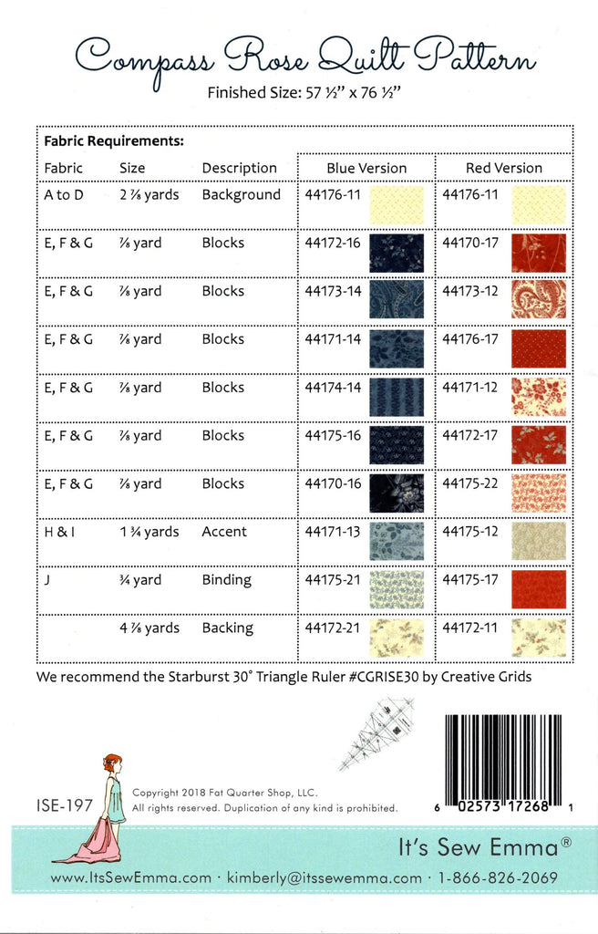 COMPASS ROSE - It's Sew Emma Quilt Pattern – Jordan Fabrics