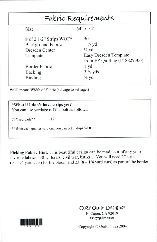 DRESDEN BLOOM - Cozy Quilt Design Pattern – Jordan Fabrics