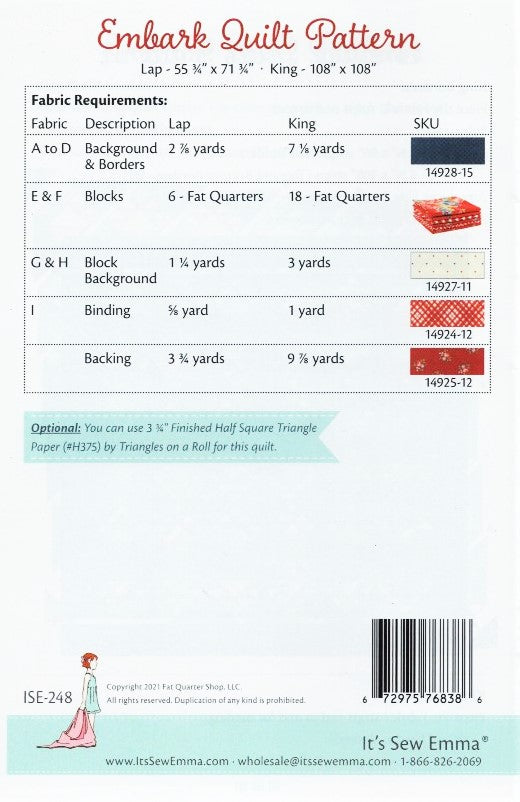 EMBARK - It's Sew Emma Quilt Pattern ISE-248 – Jordan Fabrics