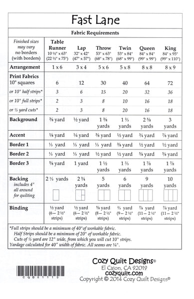 FAST LANE - Cozy Quilt Designs Pattern – Jordan Fabrics
