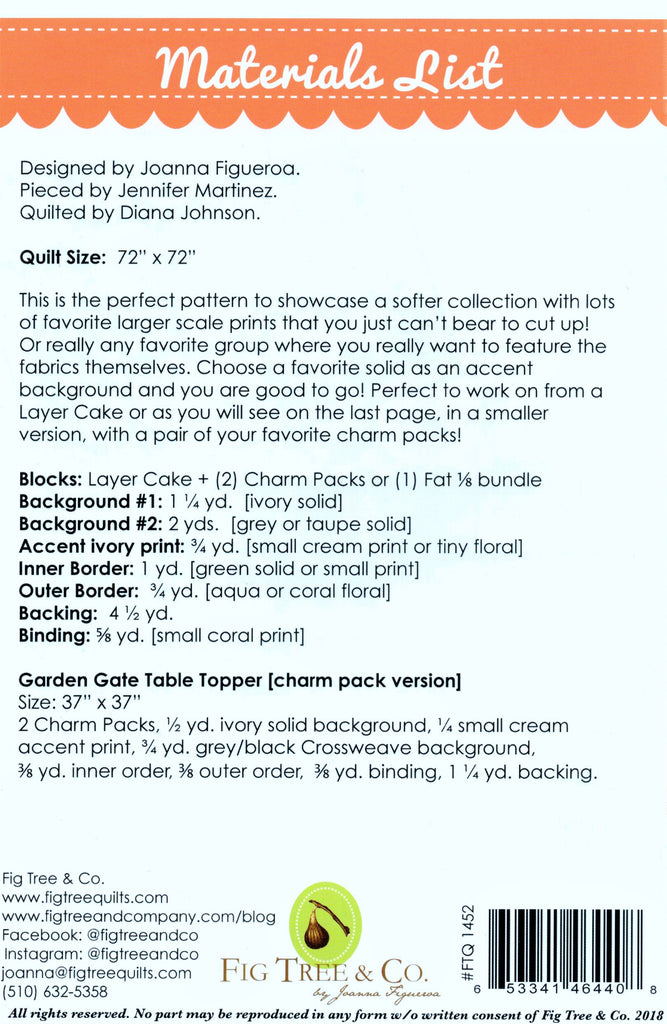 GARDEN GATE - Fig Tree & Co. Pattern – Jordan Fabrics