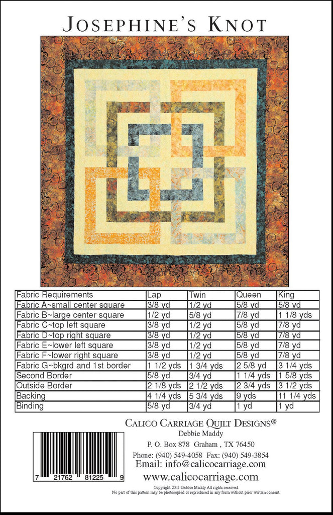 JOSEPHINE'S KNOT - Calico Carriage Quilt Designs Pattern CCQD145 DIGIT ...
