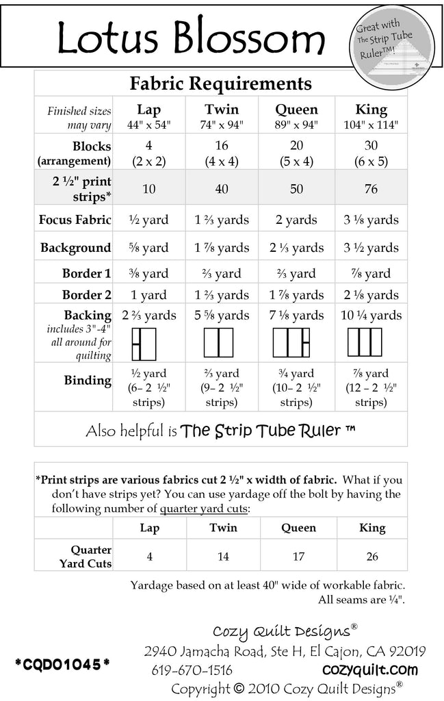 LOTUS BLOSSOM - Cozy Quilt Designs Pattern – Jordan Fabrics