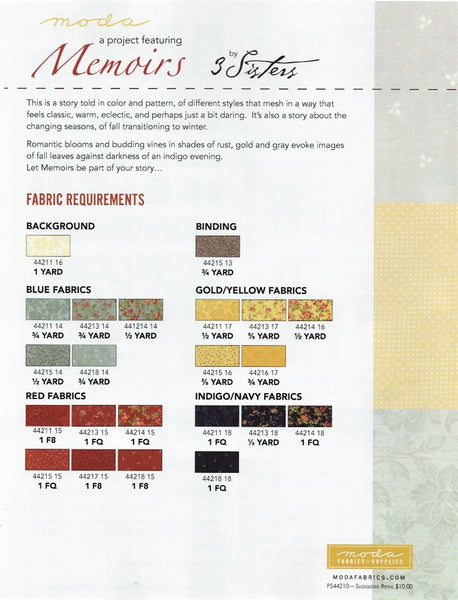MEMOIRS - Moda & 3 Sisters Quilt Pattern PS44210 – Jordan Fabrics