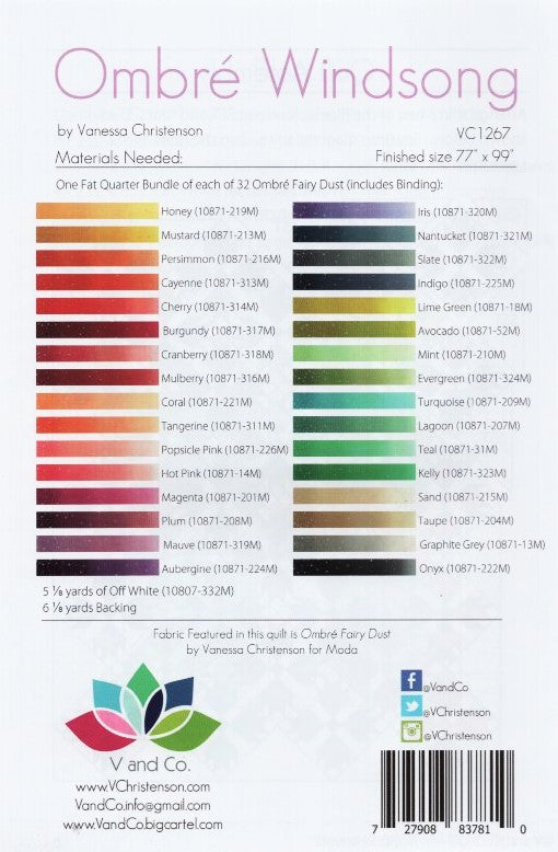 OMBRE WINDSONG - V and Co. Quilt Pattern VC1267 – Jordan Fabrics