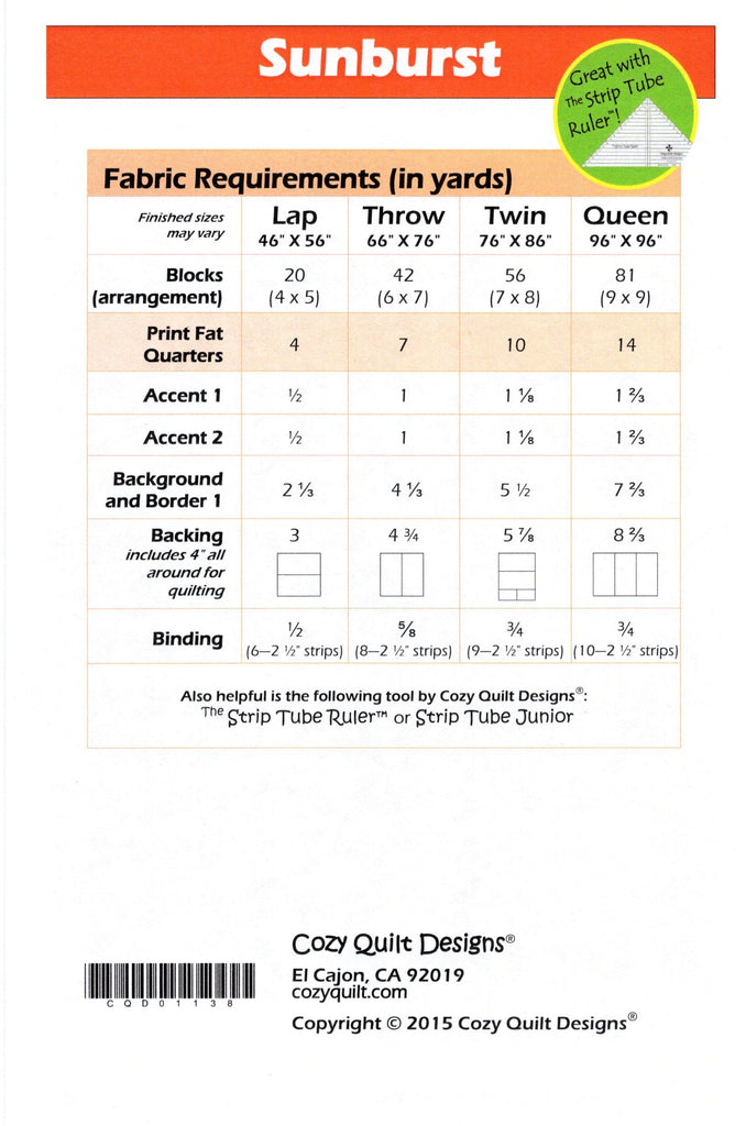 SUNBURST - Cozy Quilt Designs Pattern – Jordan Fabrics