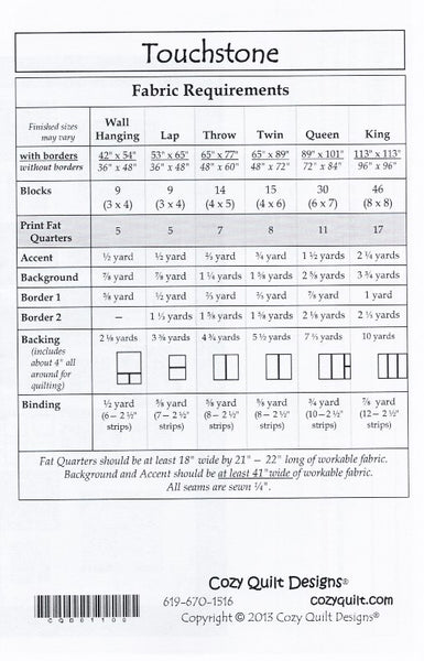 TOUCHSTONE - Cozy Quilt Designs Pattern – Jordan Fabrics