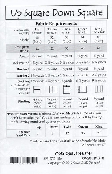 UP SQUARE DOWN SQUARE - Cozy Quilt Designs Pattern DIGITAL DOWNLOAD ...