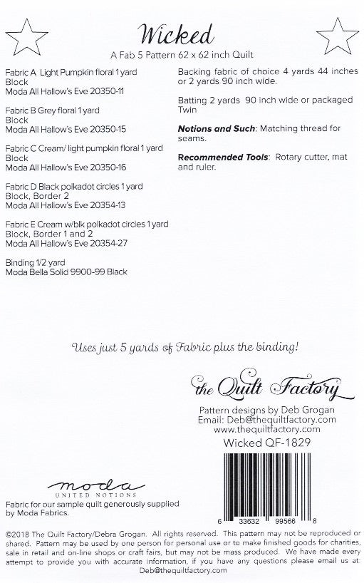 WICKED - Quilt Pattern QF-1829 By The Quilt Factory – Jordan Fabrics