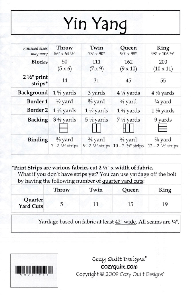 YIN YANG - Cozy Quilt Designs Pattern DIGITAL DOWNLOAD – Jordan Fabrics