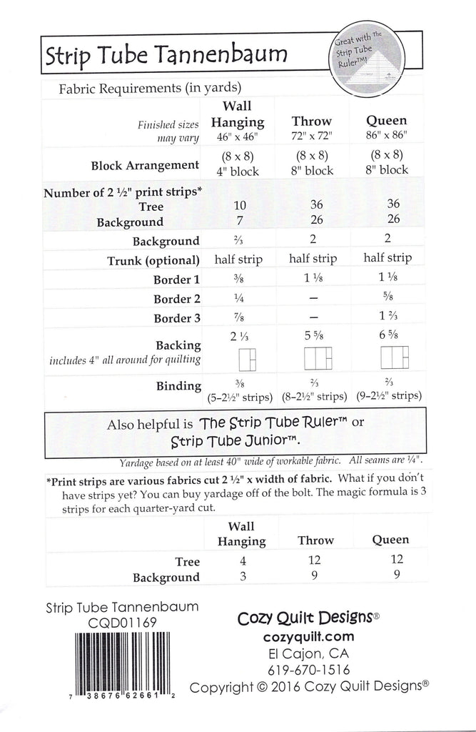 STRIP TUBE TANNENBAUM - Cozy Quilt Design Pattern – Jordan Fabrics